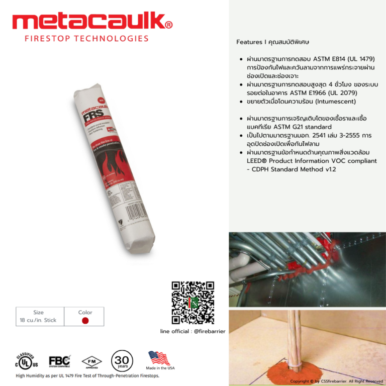 Metacaulk Firestop Putty ดินน้ำมันกันไฟลามและควัน - CSS Fire Barrier